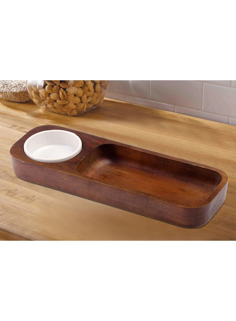 Billi Wooden Chip And Salsa Serving Tray Brown/White Standard ...