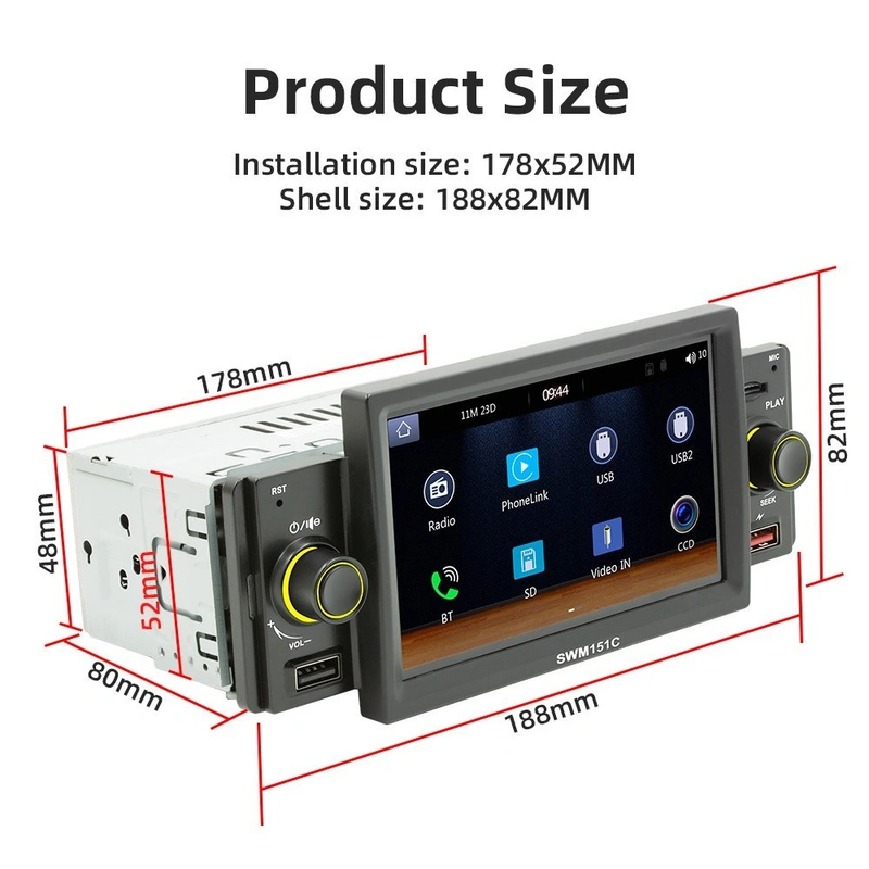 5 Inch Car Stereo Mp5 Player Single Din Bt Fm Radio Receiver With ...