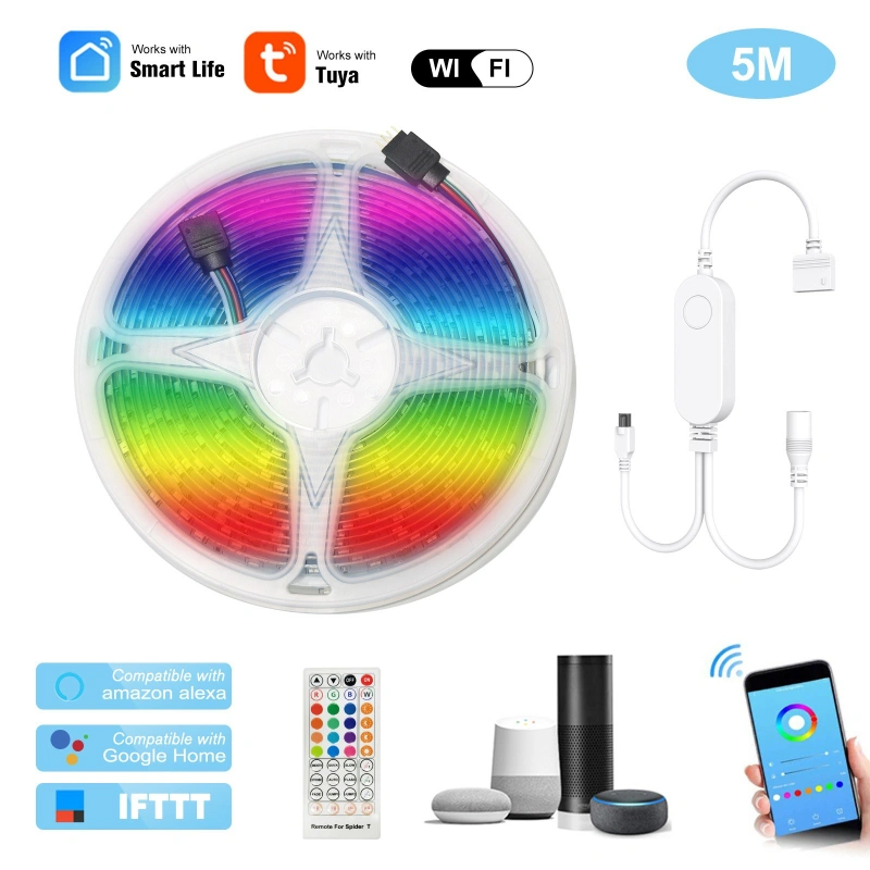 Wifi LED Strip Lights Kit 5m/16.4ft Length RGB Smart Light Strip UK ...