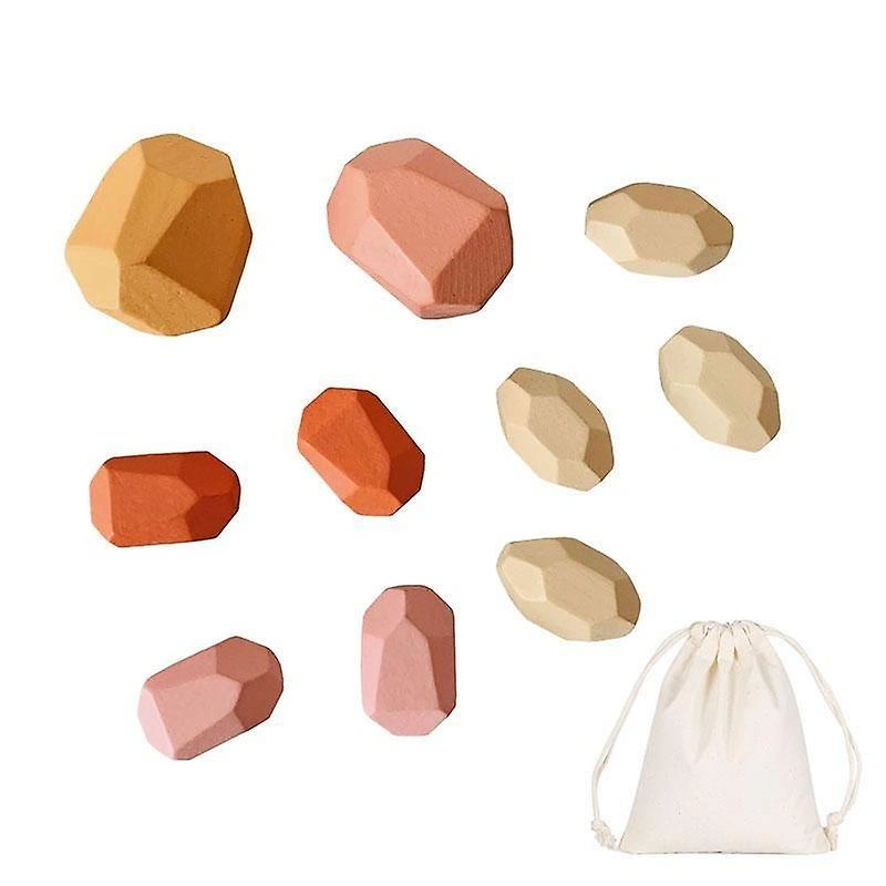 Rainbow Wooden Stone - Jenga Building Blocks, 10 Pieces Multicolor ...