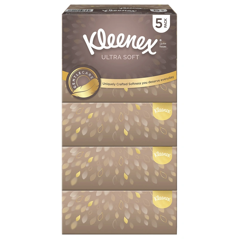 Kleenex Pack of 5 Ultra Soft Premium Facial Tissues 3 Ply, 96 sheets ...