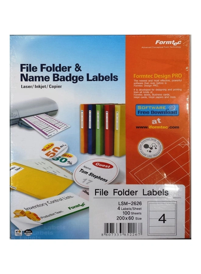 Formtec 100-Sheets Label Per Sheet Box (4 Labels Per Sheet) | Wholesale ...