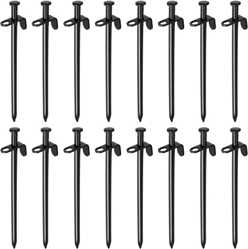 16 Pack 8 Inches Tent Stakes, Heavy Duty Steel Solid Tent Stakes Pegs ...