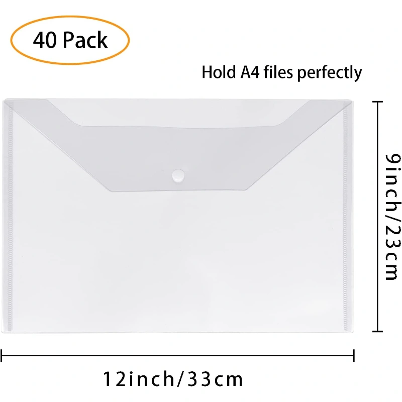 40-Pack Plastic Envelopes, 12x9 Inch Clear Folders, | Wholesale Prices ...