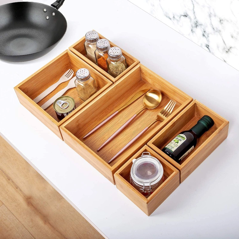 5 Piece Bamboo Drawer Organizer Set | Wholesale Prices | Tradeling