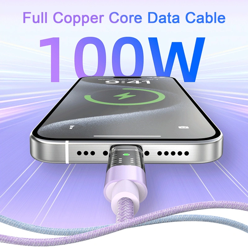 100W Super Fast Charge Data Cable High-Strength Nylon Braided ...