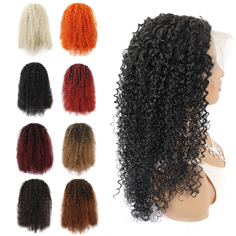 Curly Wig Fluffy Extend Hairs High Temperature Fiber Density Frontal Women Brazilian Wigs for ...