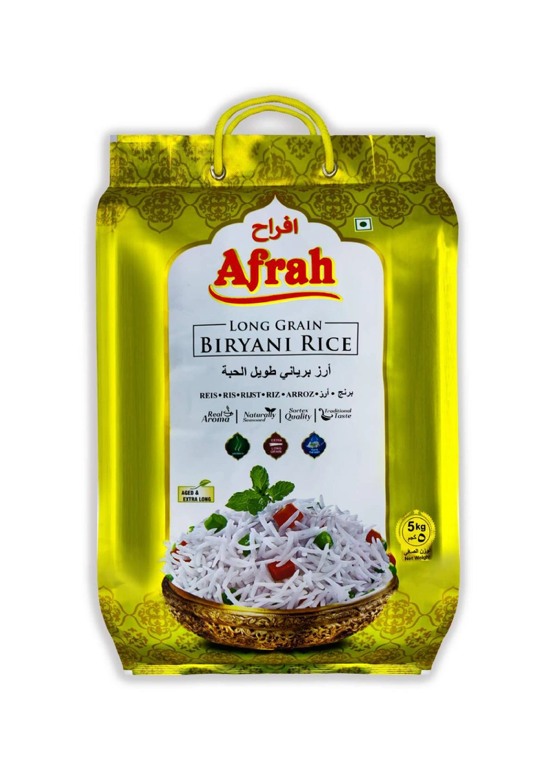Afrah Long Grain Biryani Rice 5-Kg, Beautiful, Flavorful and Aromatic ...