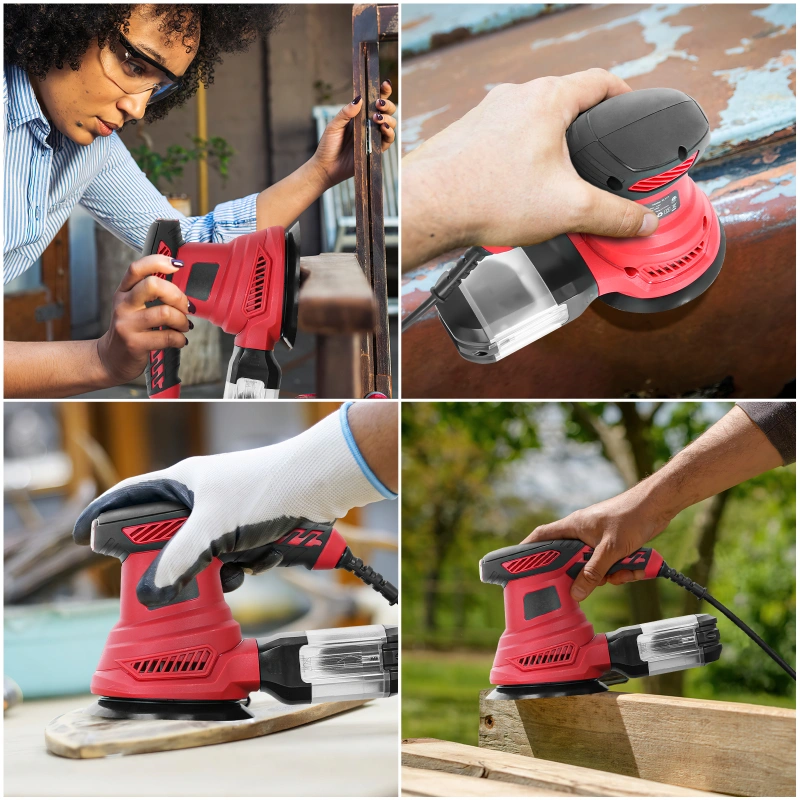 300W Random Orbit Sander 2.5-Amp Orbital Sander with 6 Variable Speeds 13000 OPM 20pcs Sanding ...