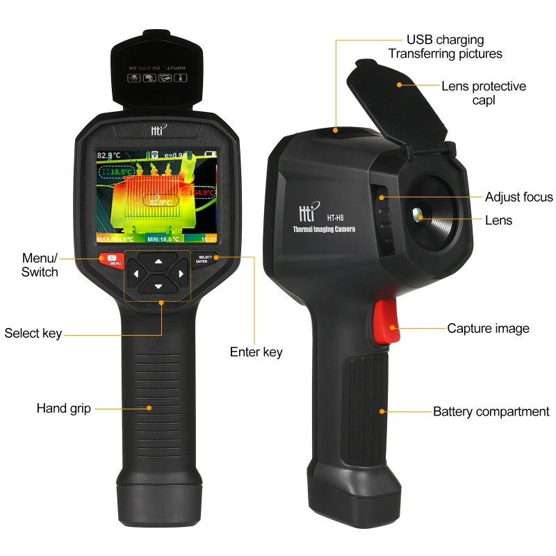 Hti HT-H8 Infrared Thermal Imaging Camera Rechargeable Handheld IR Thermal Imager with WiFi 384 ...