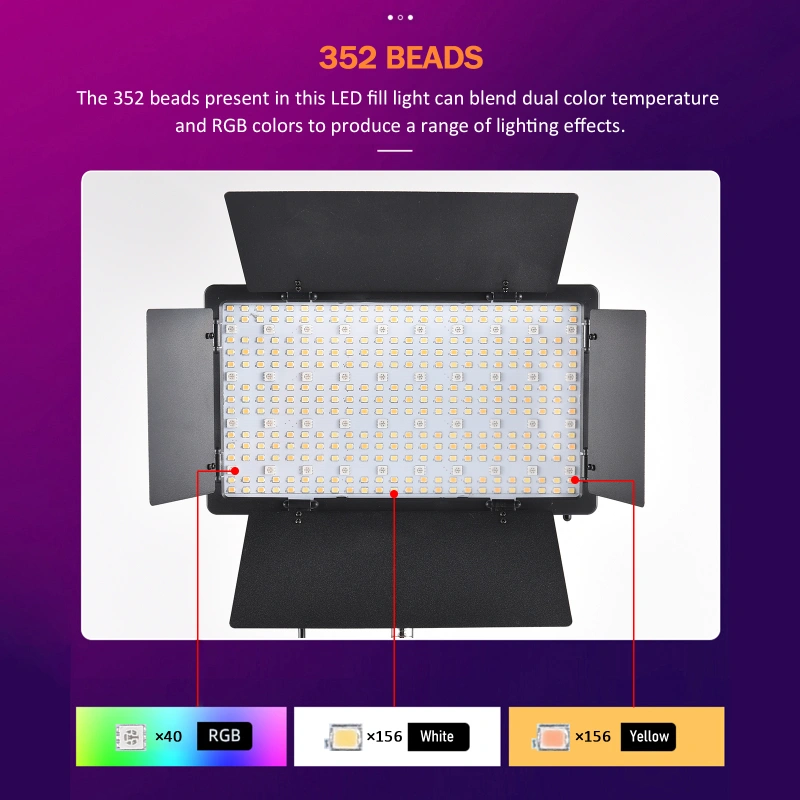 Bi-color RGB Photography Light 36W LED Light Panel 352pcs LED Beads ...