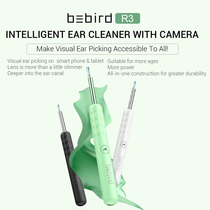 BEBIRD R3 Ear Wax Removal Ear Cleaner WiFi Wireless Otoscope with 3MP ...
