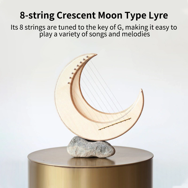8-string Crescent Moon Type Lyre G Key Portable Lyre Steel Wire Strings ...