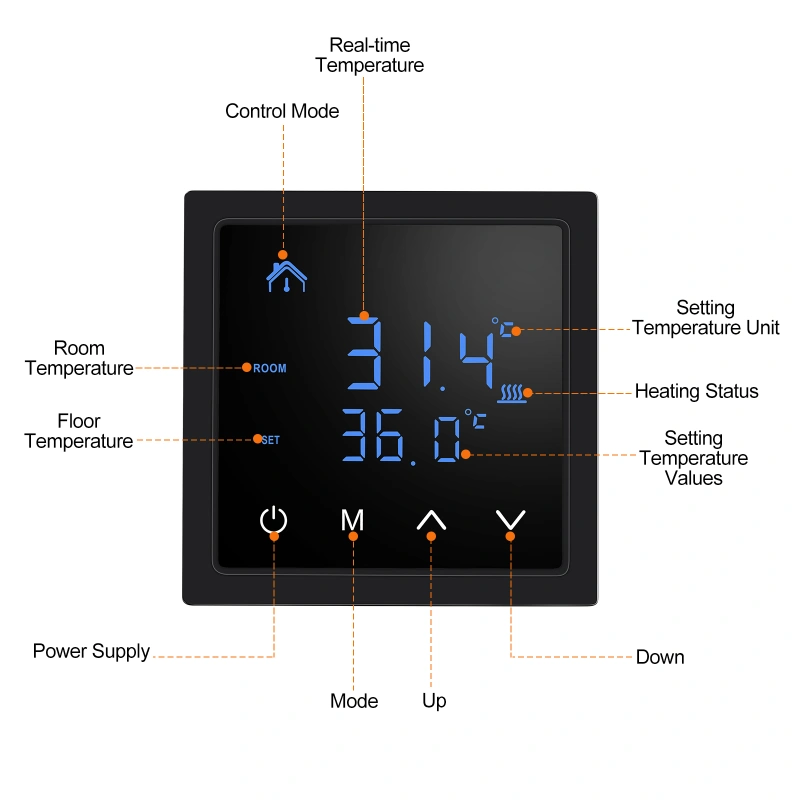 Smart Thermostat 16A Floor Heating Temperature Controller with LED ...