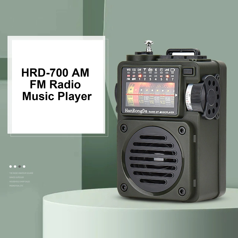 HRD-700 AM FM Radio Music Player Portable Receive Signal Rechargeable ...