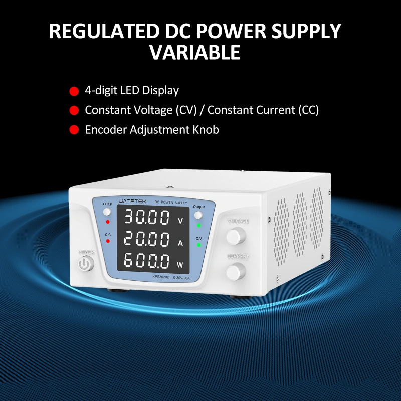 WANPTEK DC Power Supply Variable 30V 20A Bench Power Supply High Power with 4-Digit LED Display ...