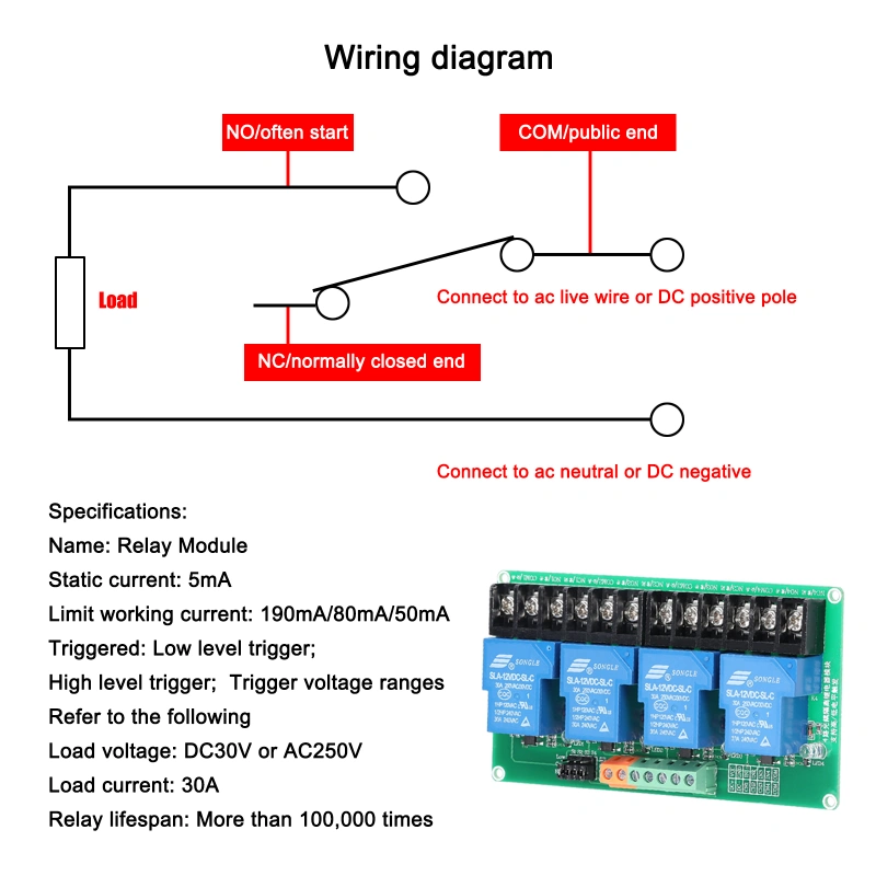 Relay Module,4 Channel Relay Module 30A Load Current with Optocoupler ...