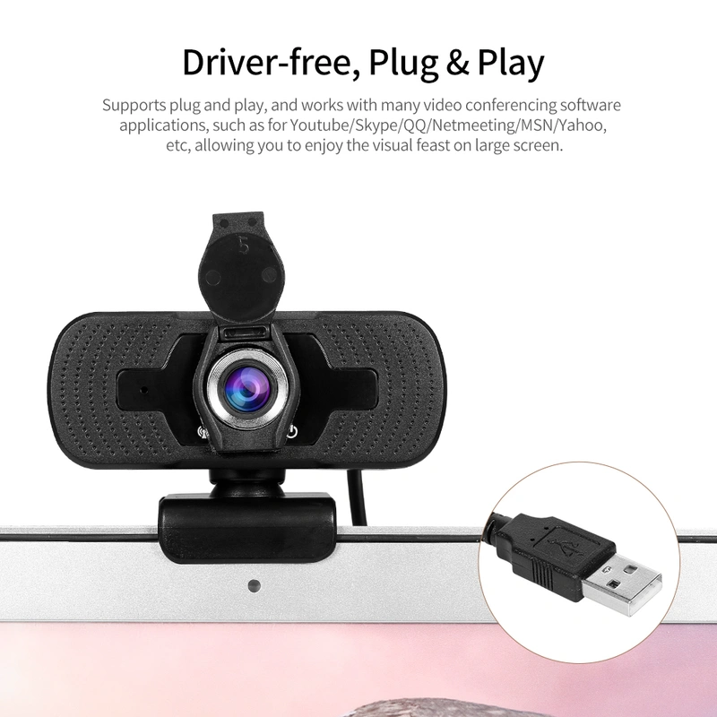 Webcam,1080P Wide-angle Webcam Video Conference Camera USB Plug & Play ...
