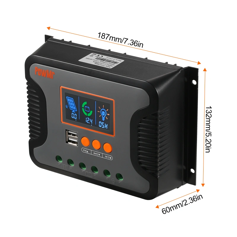 60A Solar Power Controller PWM Battery Charging Controller 12V-48V Lithium Battery Solar Charge ...