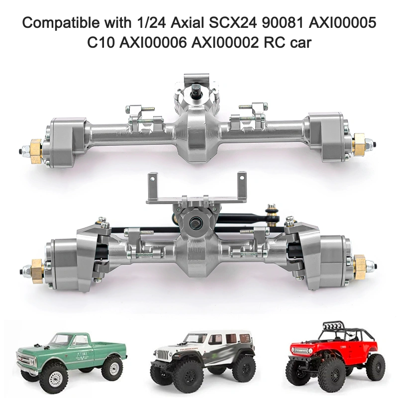 Front Axle,RC Car Front Axle Rear Axle Aluminum Alloy RC Axles Replacements for 1/24 Axial SCX24 ...