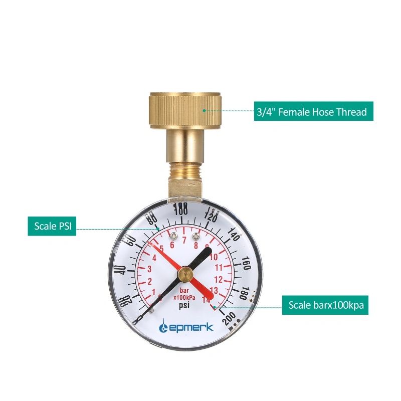 Manometer,Lepmerk 2- 1/2'' Pressure Gauge Water Pressure Test Gauge 3/4 ...