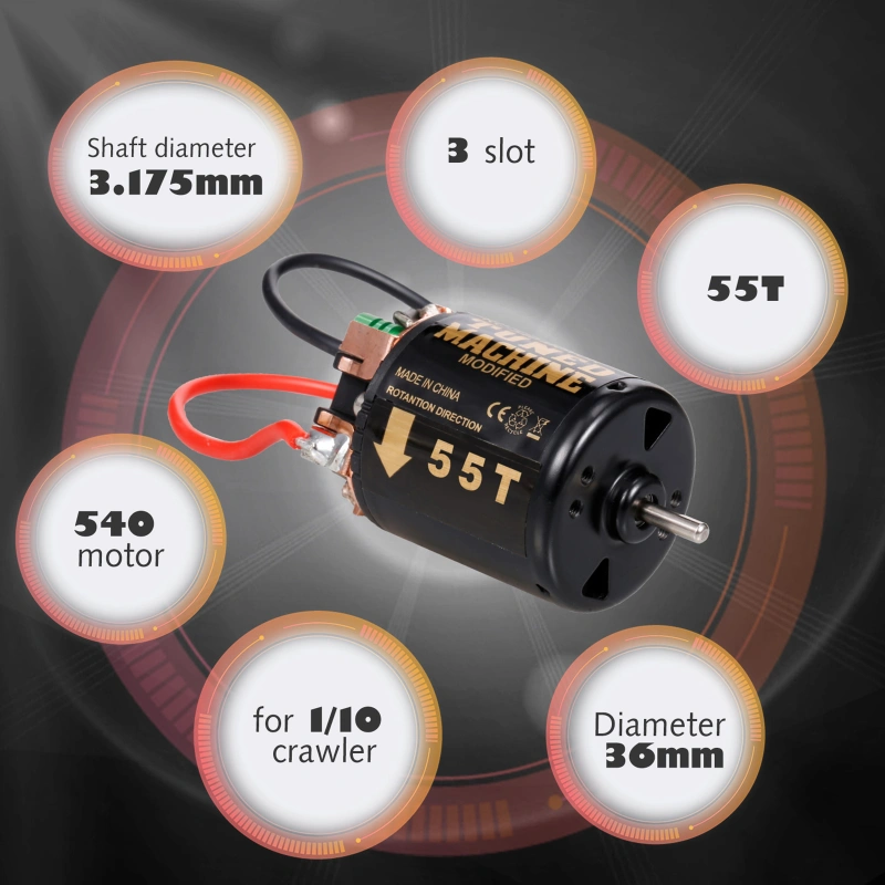 Car Power,540 Brushed Motor RC Crawler Motor 55T 3-Slot and 60A ESC RC Car ESC Brushed Electric ...