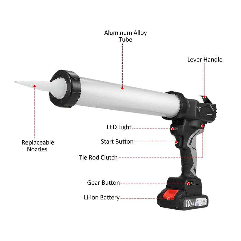 Electric caulk,21V Cordless Caulking Machine with Aluminum Tube Battery ...