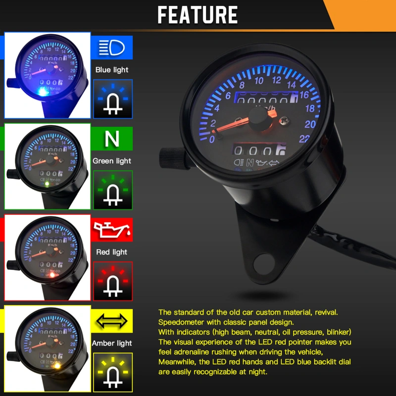 Speedometer,Cafe Racer Retro Custom Motorcycle Mechanical Speedometer ...