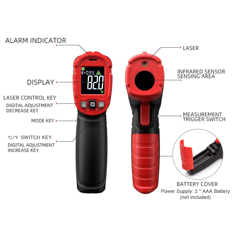 Measuring instrument,HABOTEST HT641A+ Infrared Thermometer -58~752℉ Non ...