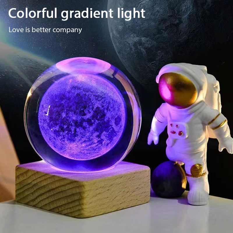 3D Crystals Ball Nightlight Decorlamp Engraved Solar System Glass Ball ...