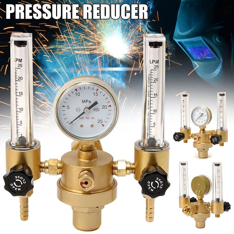 Double Tube Argon CO2 Gauge Pressures Regulator Flow Meter Control ...