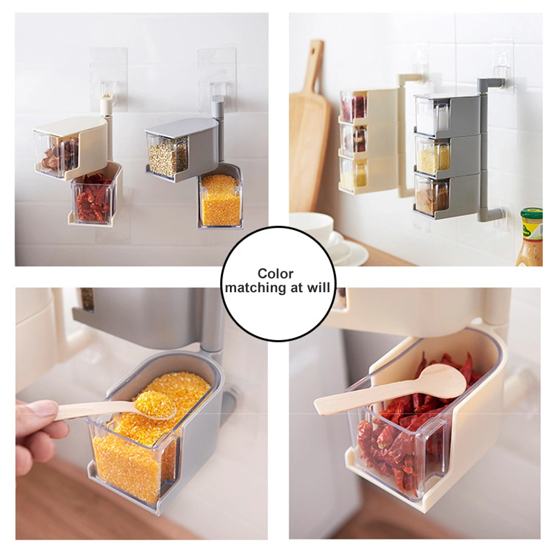 Multi-tier 360 Degree Rotating Wall Mount Spice Rack Seasoning Storage ...