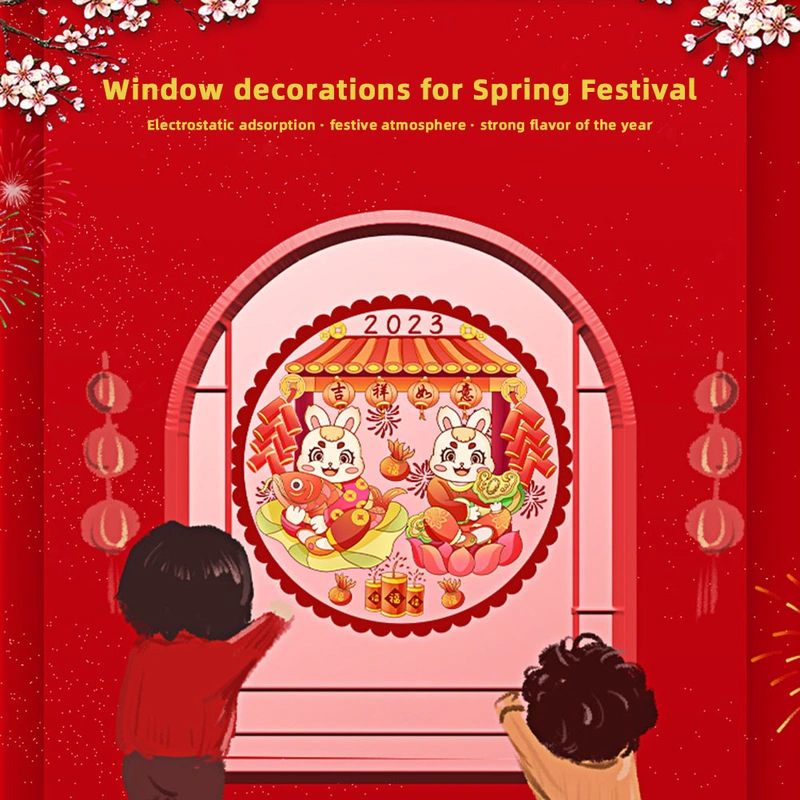 Chinese New Year Window Stickers 2023 Year Of Rabbits Lantern Luck ...