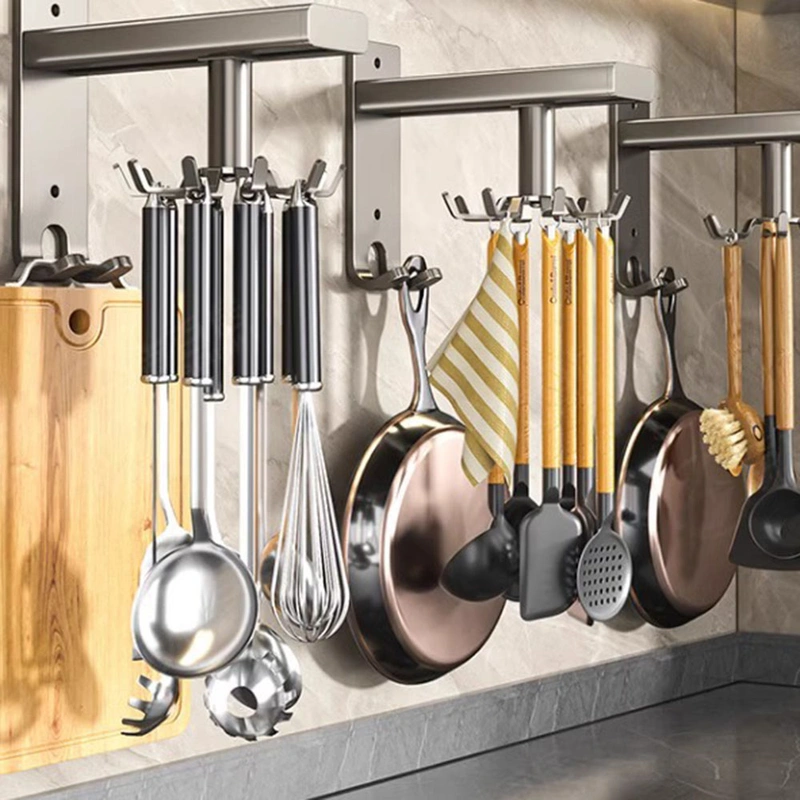 Kitchen Rotate Spoon Rack Non-drilling Multifunctional Spoon Shelf For ...