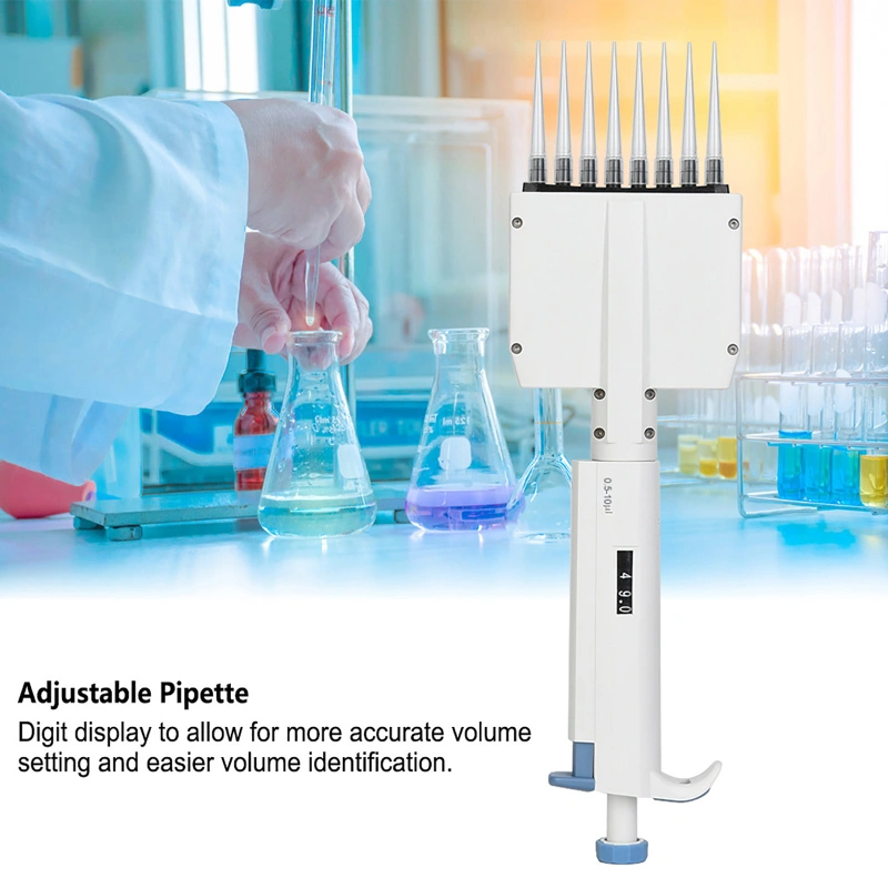 8-Channel Vraiable Volume Manual Adjustable Pipettor Pipet Laboratory ...