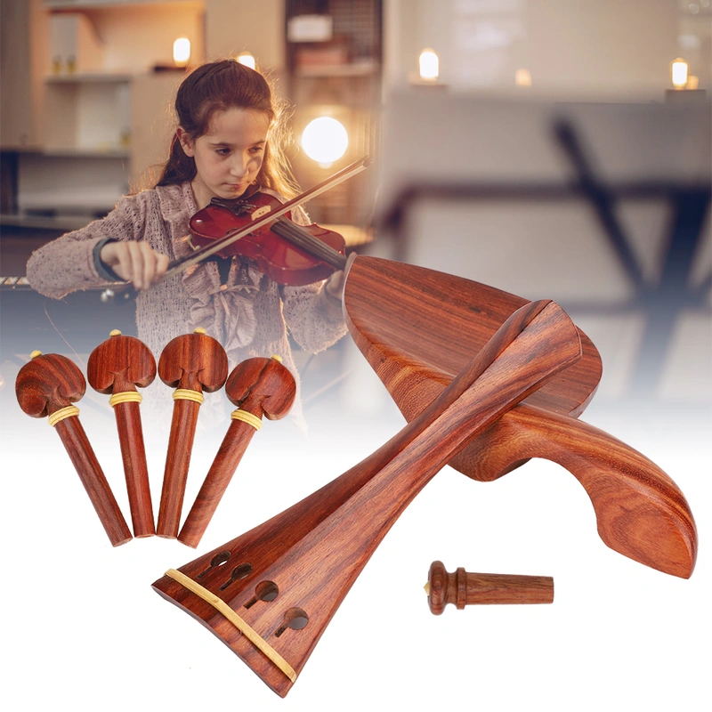 Wooden Violin Parts Set Tuning Pegs + Chin Rest + Violin Tailpiece ...