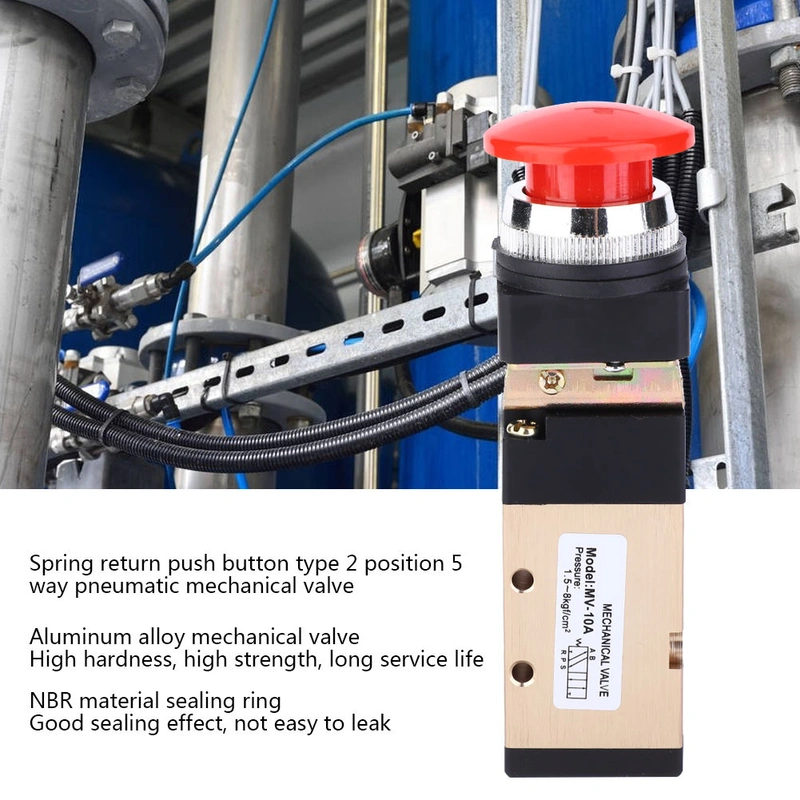 MV-10A Pneumatic Mechanical Valve 2 Position 5 Way Spring Return Push ...