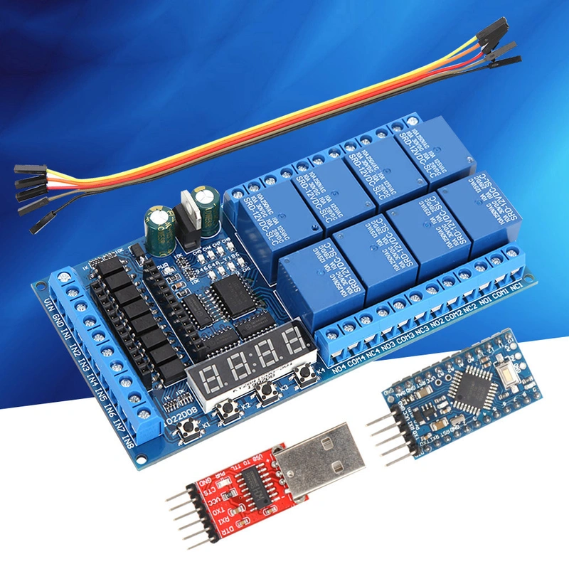 DC 12V 8 Channel Pro Mini PLC Relay Shield Module Delay Timer Switch Board For Arduino8 Channel ...