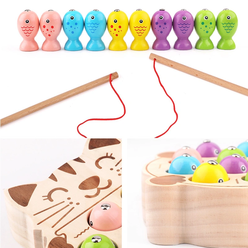 Fishing Matching Game Set Magnetic Wooden Toys Child Fine Motor Skills ...