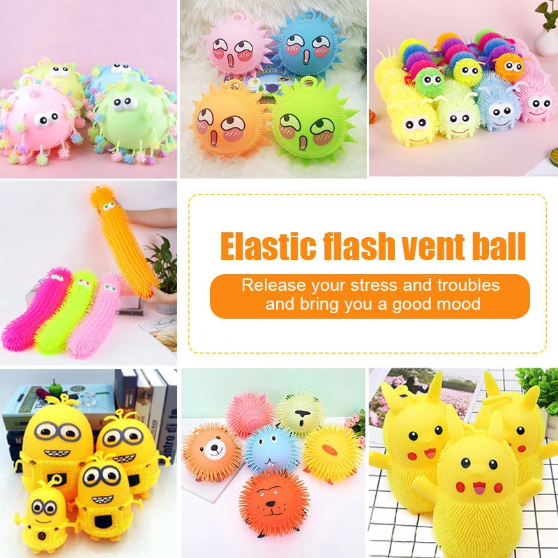 Glowing Squeezy Stress Relief Sensory Toys Fidget Flashing Puffer Ball ...