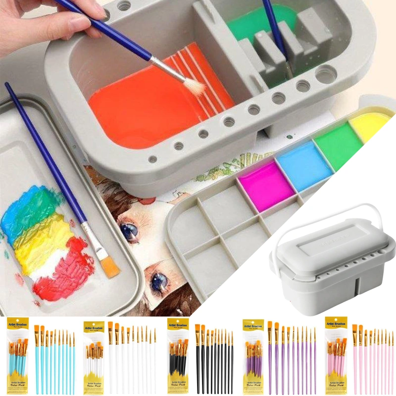 3-in-1 Multifunctional Paint Brush Cleaner Paint Brush Holder Portable ...