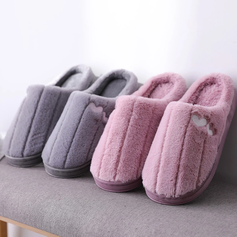 Fluffy Stuffed Slippers Non-slip Indoor House Shoes Comfy Plush Slip ...