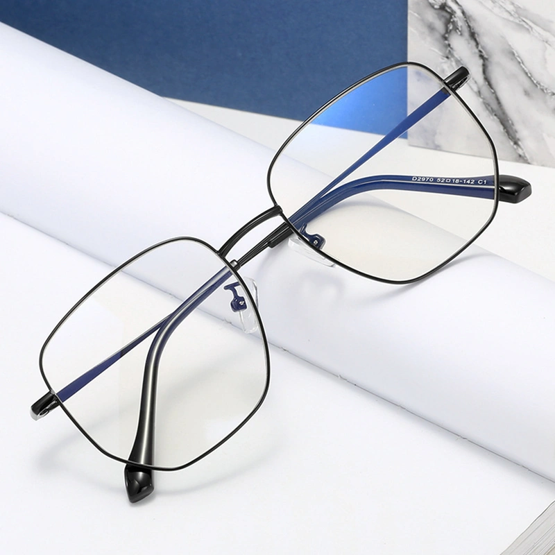 Fashion Simple Eyeglasses Metal Frame 50-400 Myopia Glasses For Women Men Silver Frame,300 ...