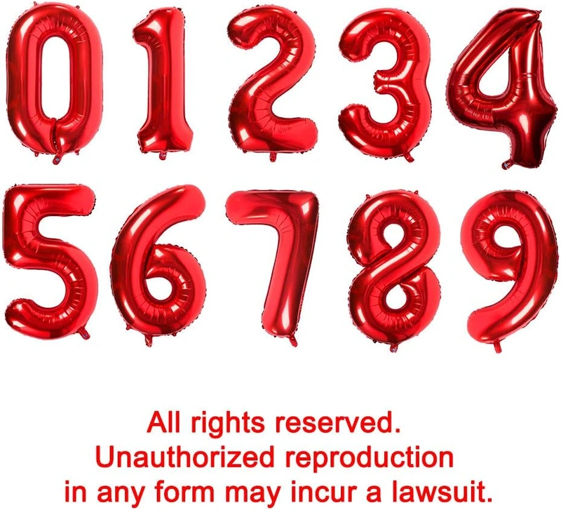 Guo Red Number 30 Balloons,40 Inch Birthday Number Balloon Party ...