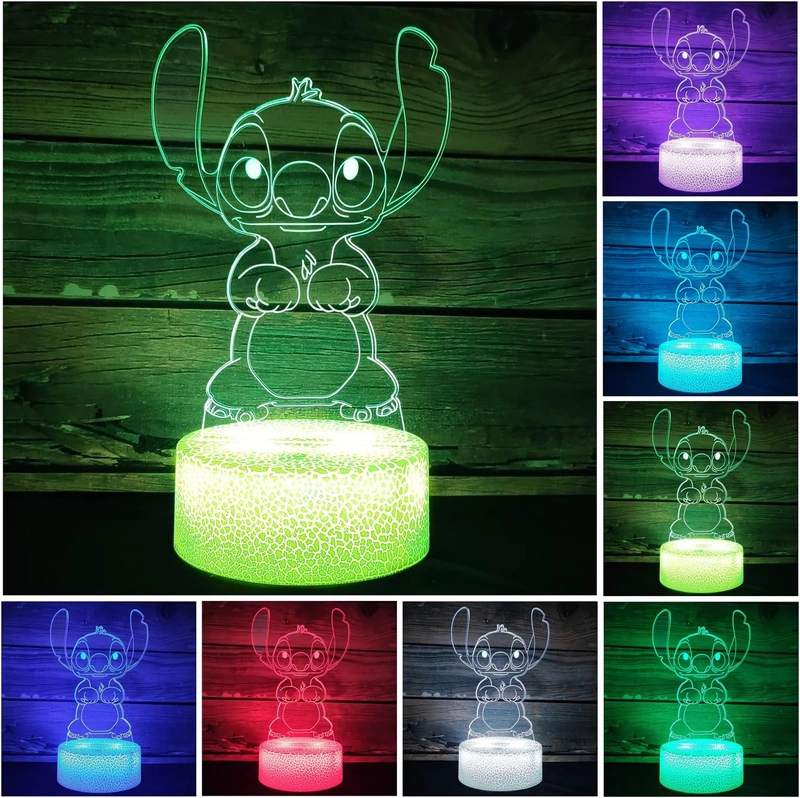 ZCtron Stitch Gift 3D Night Light for Kids - Stitch Anime 3D lamp with ...