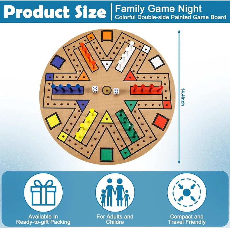 ZCtron Fast Track Board Game Wooden 3-6 Players Board Game Set with 24 ...