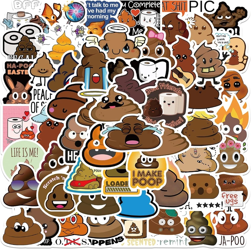 ZCtron 60PCS Funny Poop Stickers, Cute Cartoon Spoof Stickers Poop ...