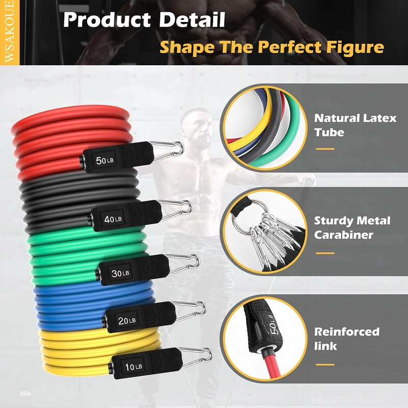 Guo Resistance Bands Set, Exercise Bands, Workout Bands for Men & Women ...