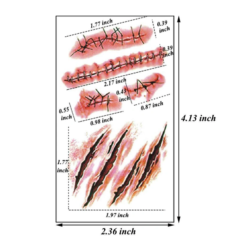 Guo Waterproof Temporary Tattoo Stickers 18 Pieces Horror Realistic ...