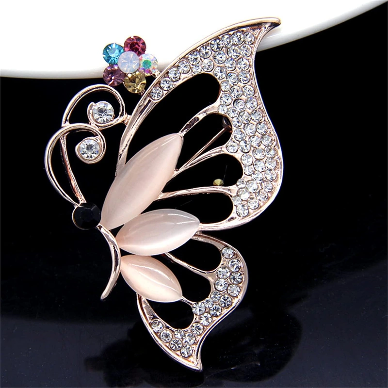 Guo Butterfly Brooch Pins Chic Romantic Elegant Rhinestone Crystal ...